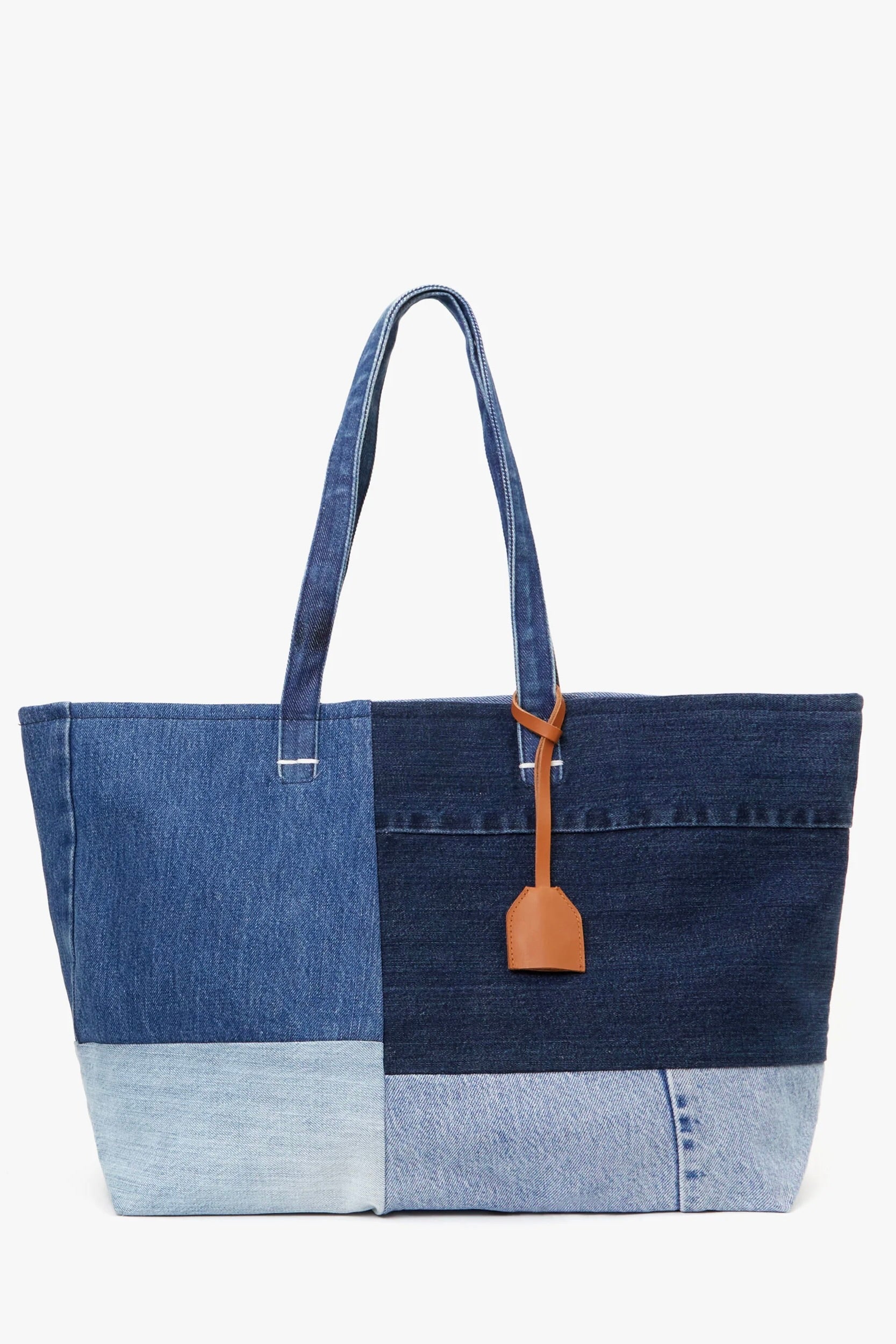 Volie Tote - Washed Denim Patchwork – Dress Boston